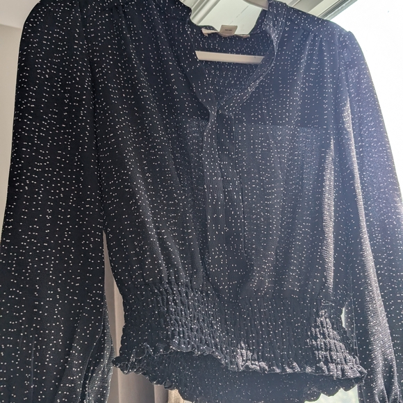 Monteau | Tops | Monteau Black And White Polka Dot Blouse | Poshmark